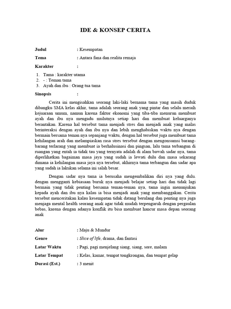 Ide Dan Konsep & Script - Kesempatan | PDF