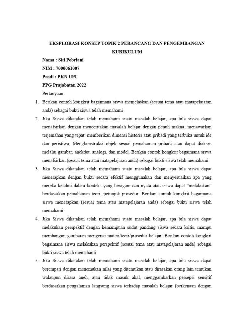 Eksplorasi Konsep Topik 2 Perancang Dan Pengembangan Kurikulum | PDF