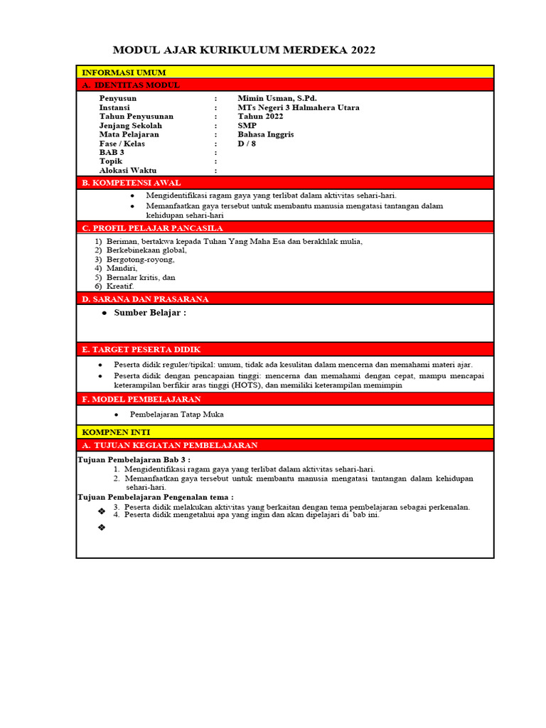 Contoh Modul Ajar IPAS SDMI | PDF