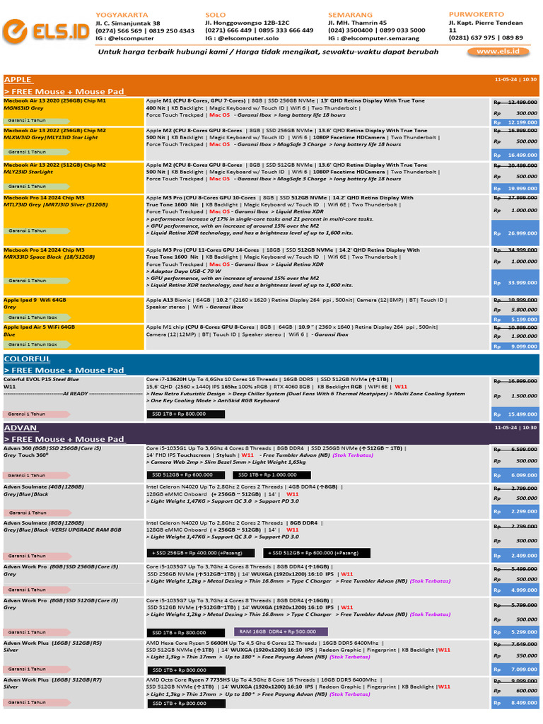 ELS 11 Mei 2024 | PDF | Perangkat Keras Komputer | Perangkat Keras Apple Inc.