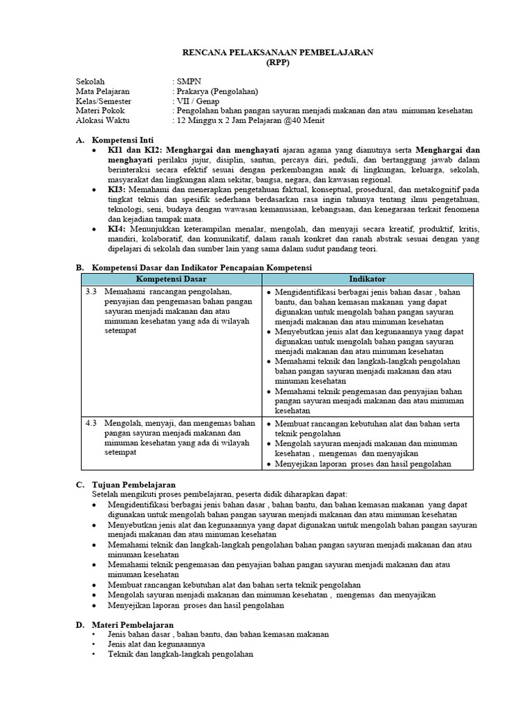 RPP 3 Pengolahan | PDF | Karier & Perkembangan | Kesehatan Holistik