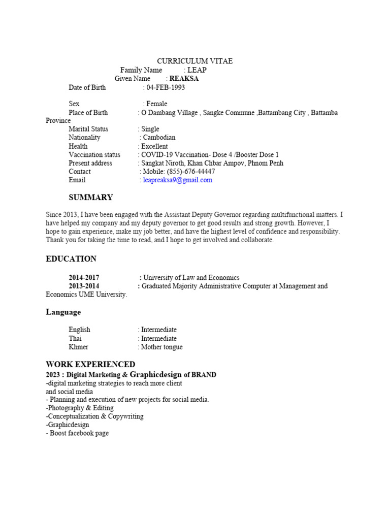 Curriculum Vitae Family Name: Leap | PDF | Libraries | Social Media