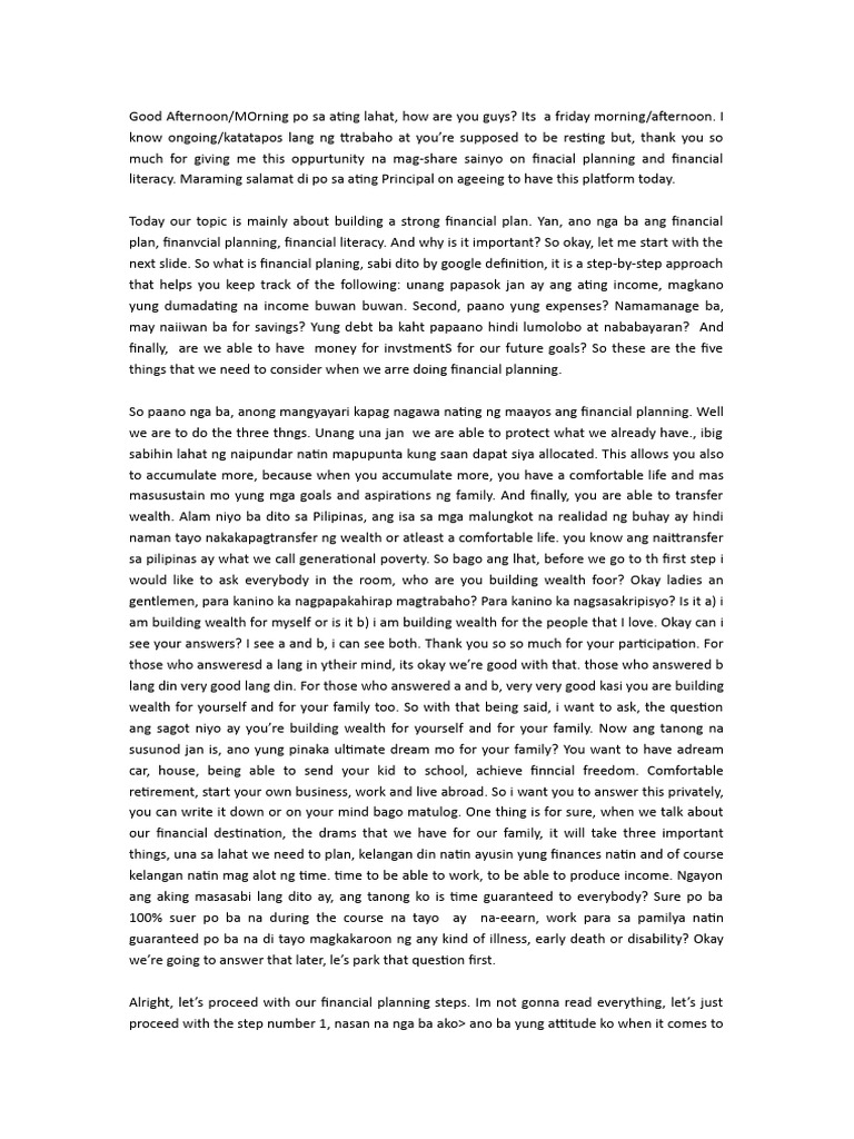 Script Group Financial Planning | PDF | Private Sector | Financial Services