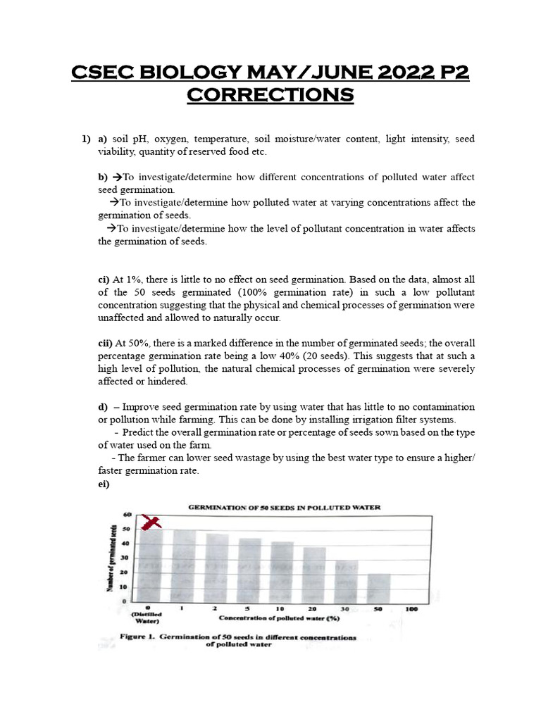CSEC Biology 2022 Exam Corrections | PDF | Leaf | Photosynthesis