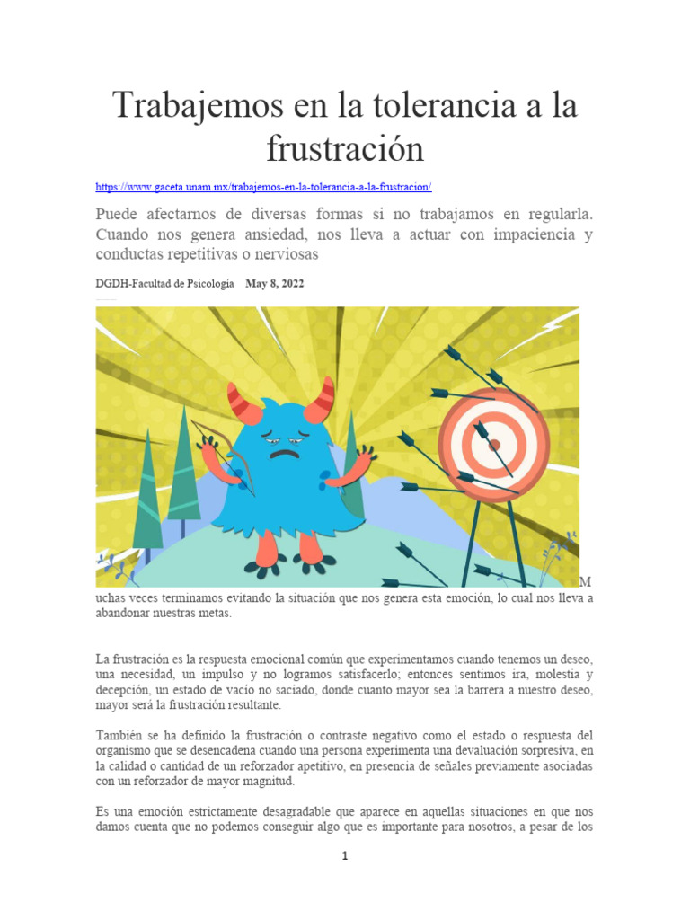 Trabajemos en La Tolerancia A La Frustración - 074334 | PDF | Las emociones | Ira