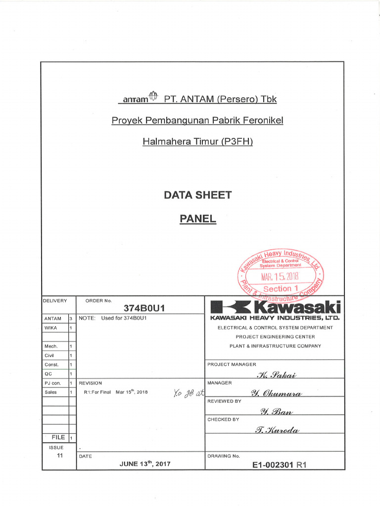 7 E1-002301 R1 DATA SHEET (PANEL) - Final | PDF | Electrical Equipment ...