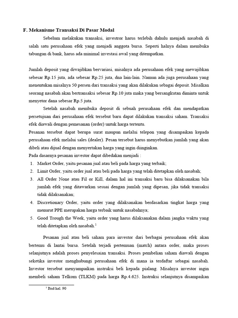 Mekanisme Transaksi Pasar Modal Indonesia | PDF | Hukum
