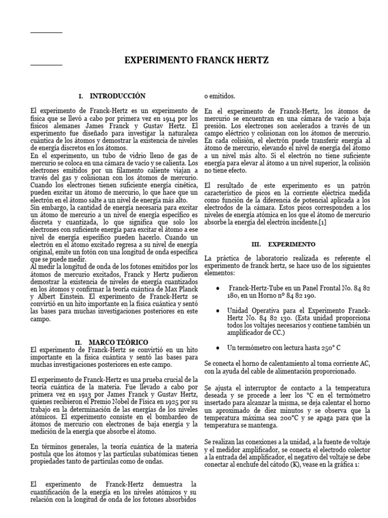 Franck Hertz | PDF | Física | Mecánica cuántica
