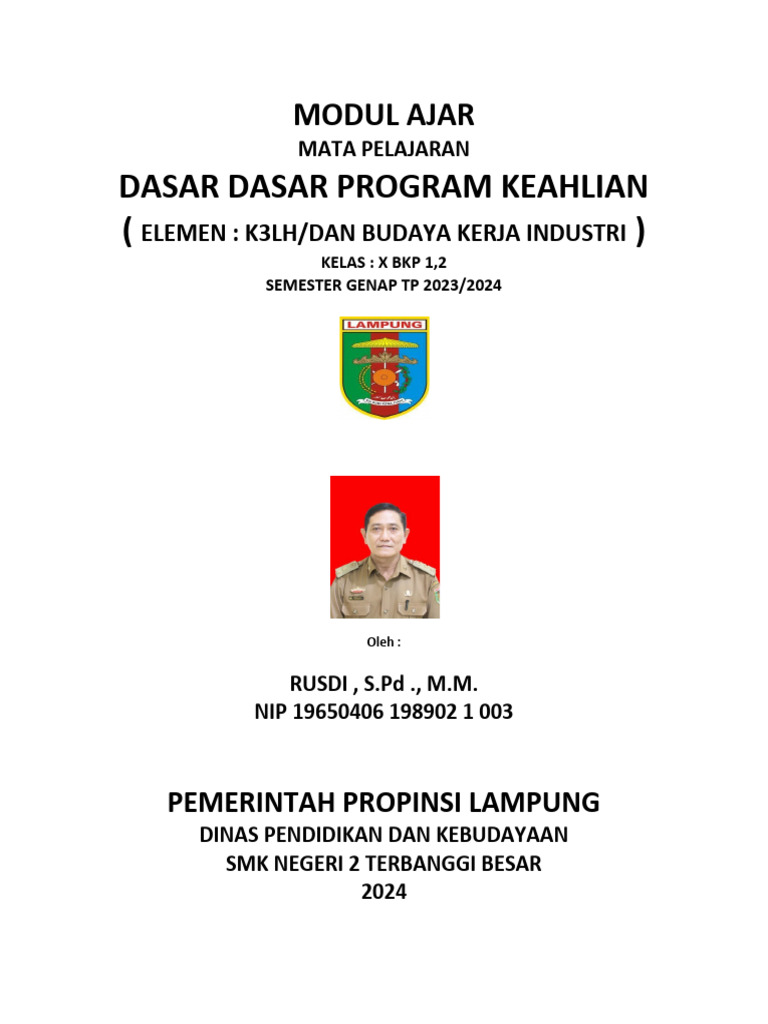Rpp-Modul Ajar k3 Dan Budaya Kerja Kur Merdeka Belajar | PDF