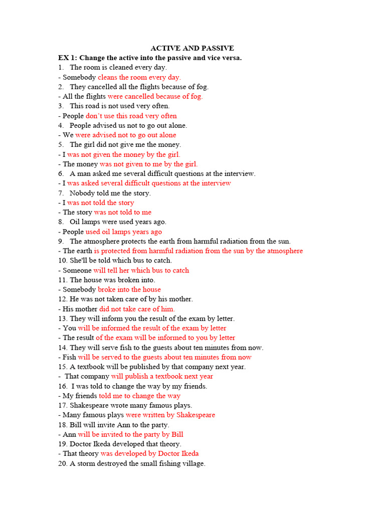 Da BT Trên L P ACTIVE AND PASSIVE | PDF | Young Adult | Classics