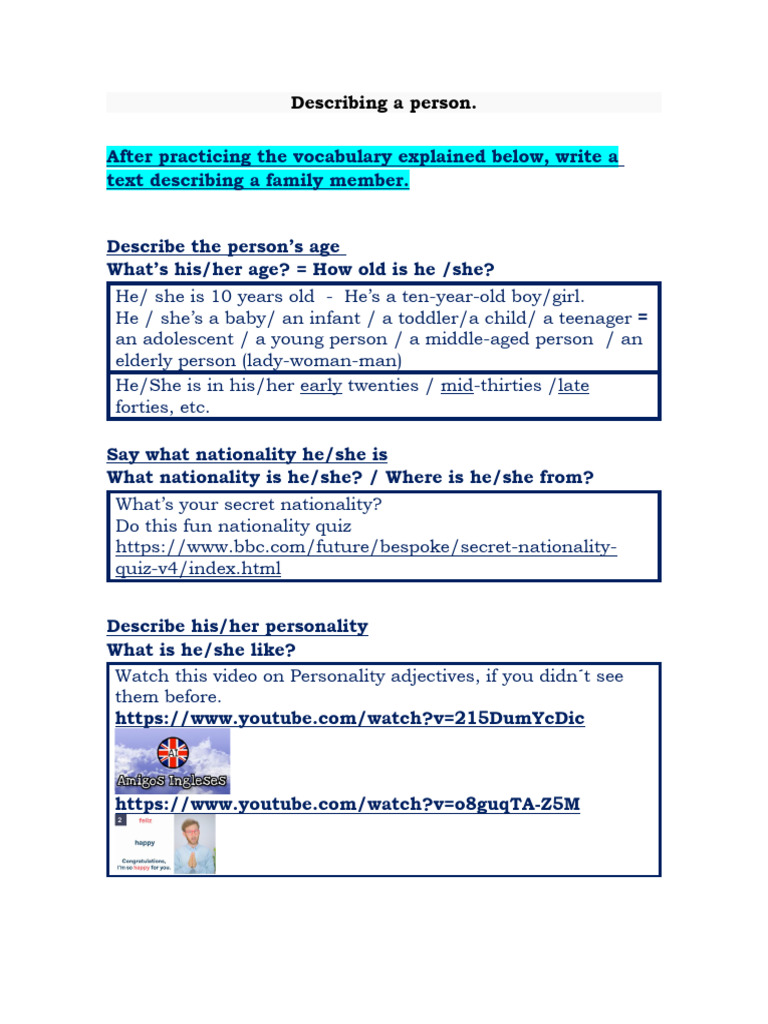 Family Member Description Guide | PDF | Grammatical Gender | Linguistic ...