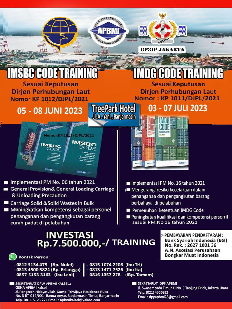 Formulir Dan Persyaratan Pendaftaran Diklat Imsbc Code Dan Imdg Code | PDF