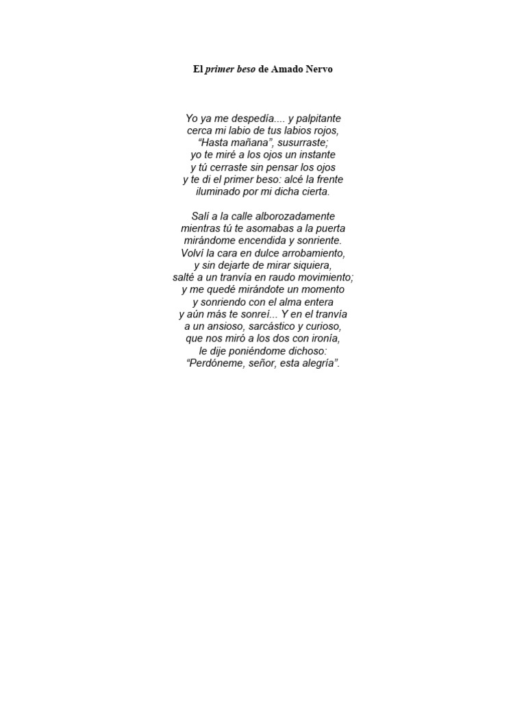 El Primer Beso de Amado Nervo | PDF