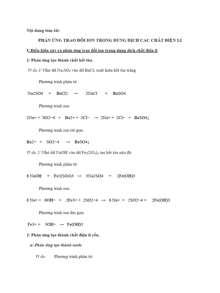 Phan Ung Trao Doi Ion Trong Dung Dich Cac Chat Dien Li | PDF