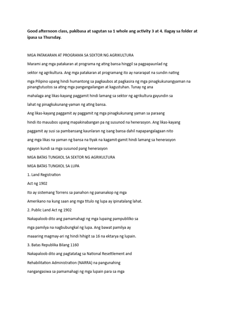 Mga Patakaran at Programa Sa | PDF