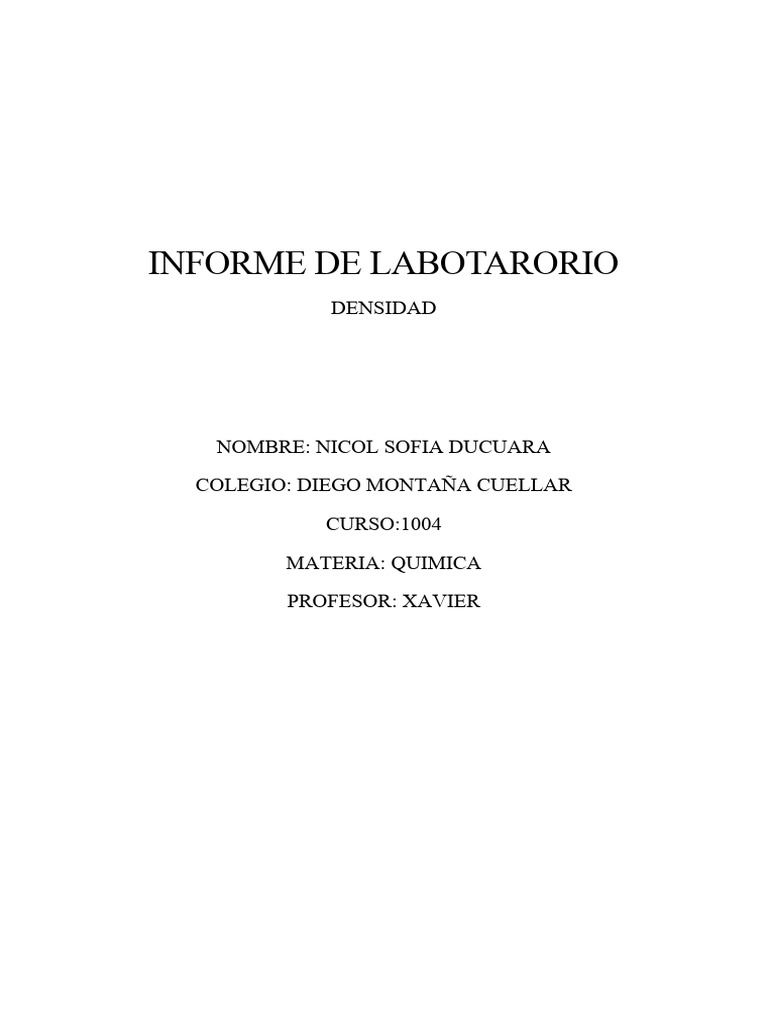 Informe de Labotarorio | PDF | Densidad | Masa