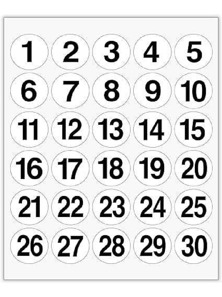 Numeros Del 1 Al 30 | PDF