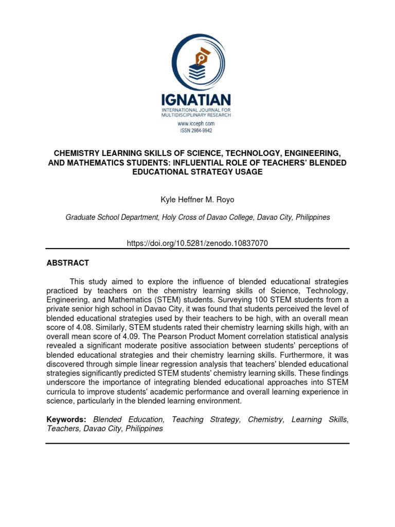 Chemistry Learning Skills of Science Technology Engineering and ...