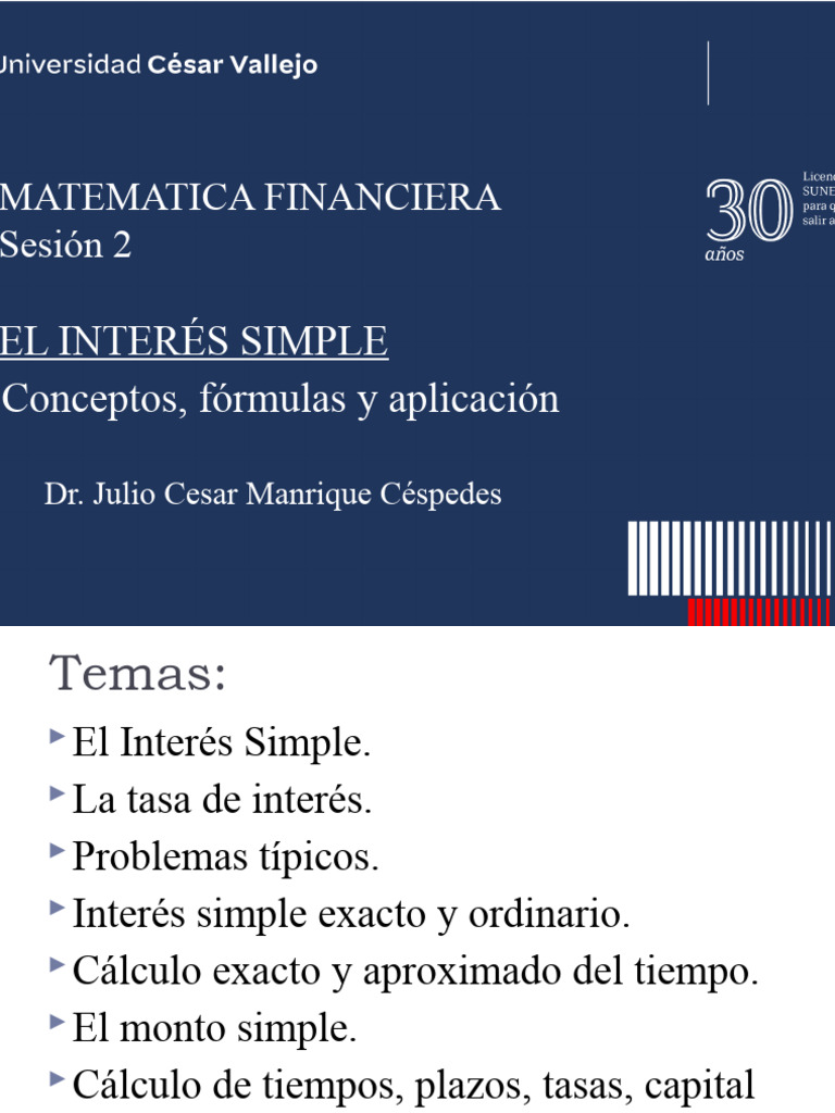 Sesión 2 Matefin El Interés Simple Conceptos, Fórmulas y Aplicación ...