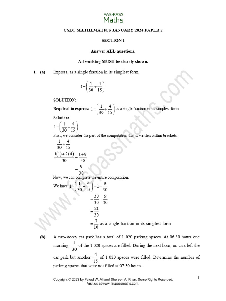 CSEC Maths 2024 June Past Paper Solutions | PDF | Triangle | Sphere