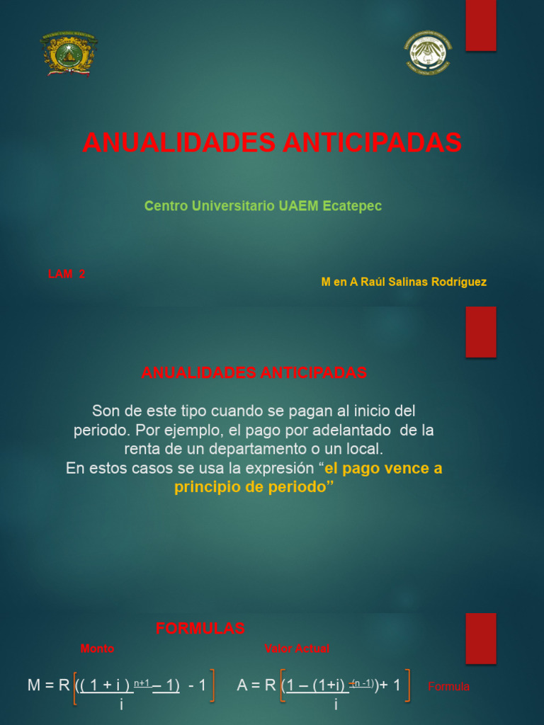 Anualidades Anticipadas | PDF | Economias