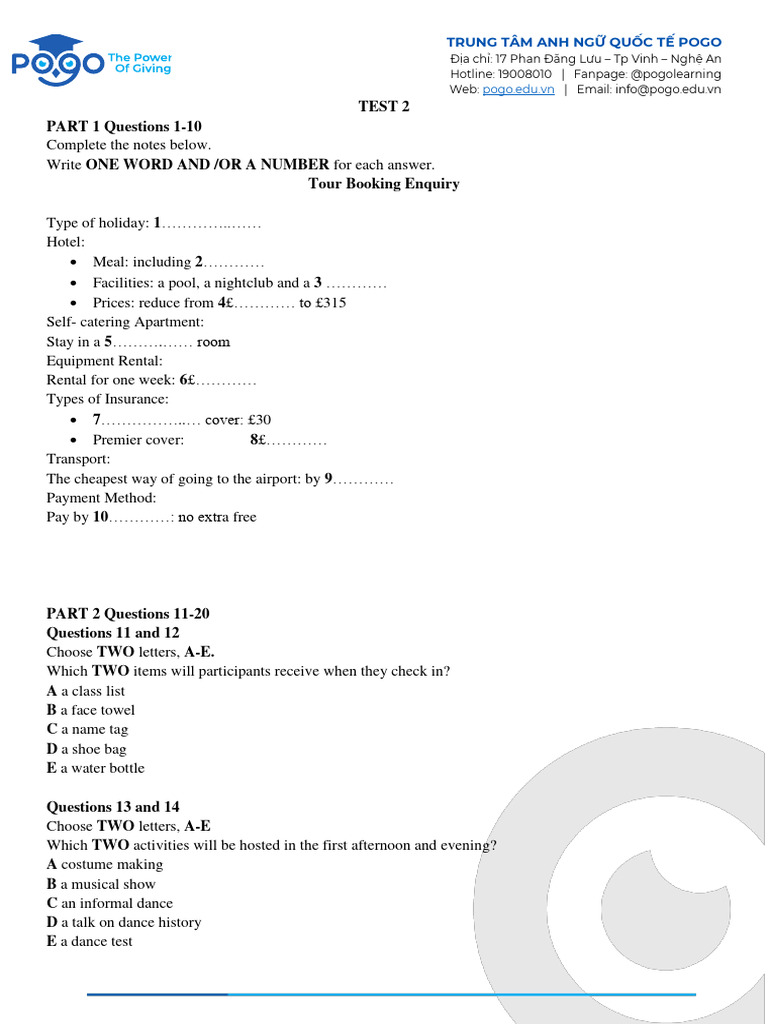 IELTS Listening: Tour Booking & Feedback | PDF | Human Communication