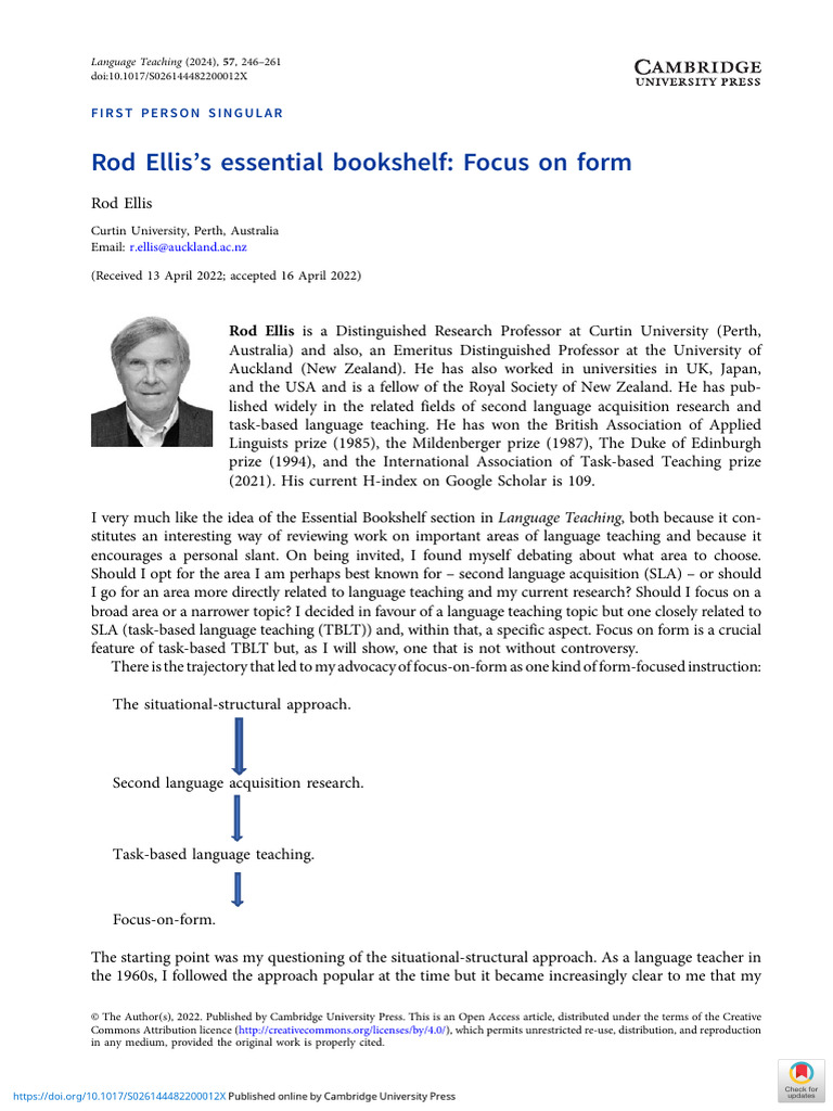 Rod Elliss Essential Bookshelf Focus On Form | PDF | Second Language ...