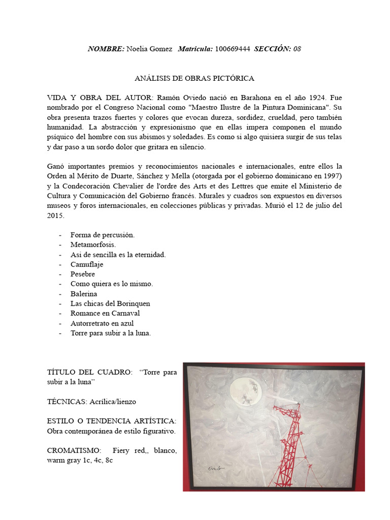 Vida y obra de Ramón Oviedo | PDF | Pinturas | Las artes