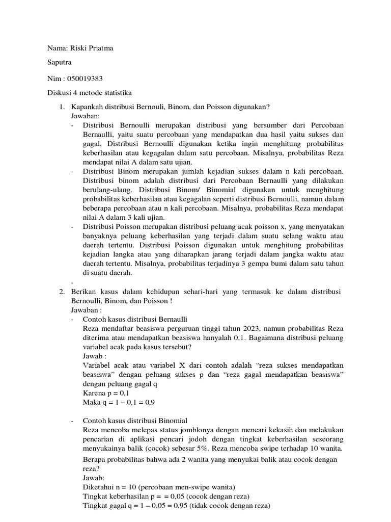 Diskusi 4 Metode Statistik | PDF | Metode & Bahan Ajar | Sains & Matematika