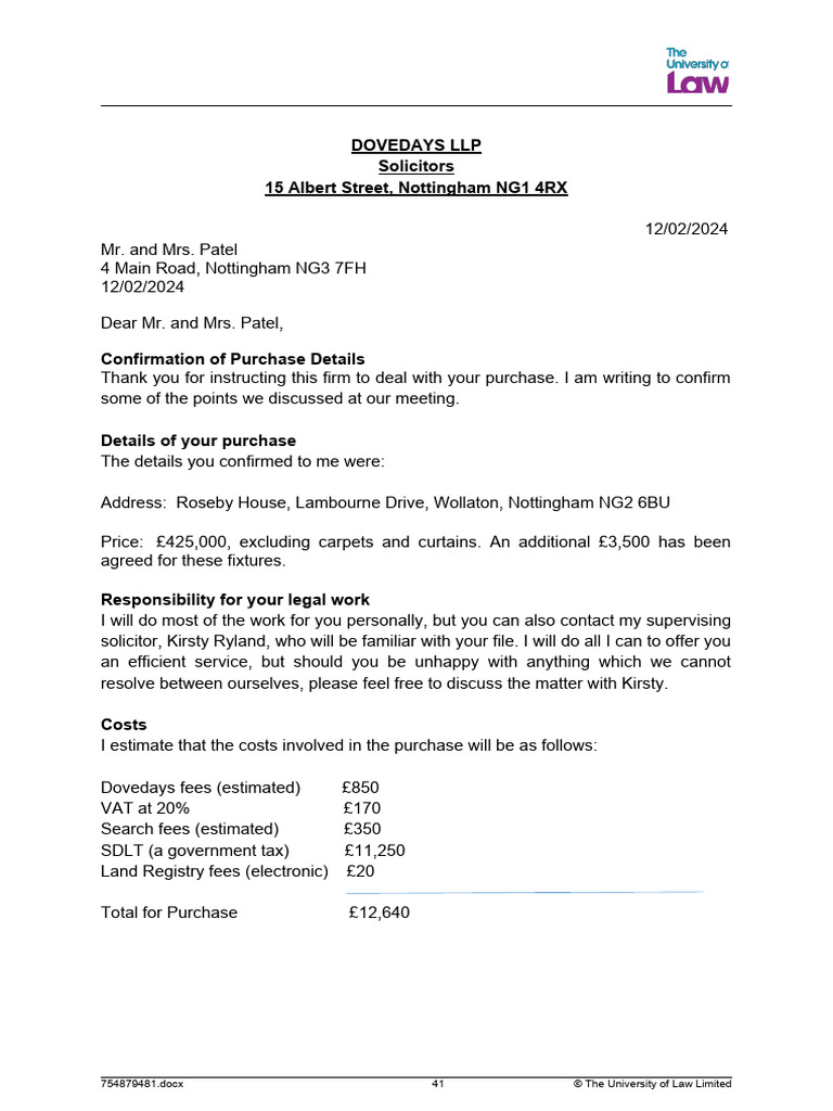 2324 Re Level5 U01 Ce01 Sut A Template Letter | PDF | Concurrent Estate ...
