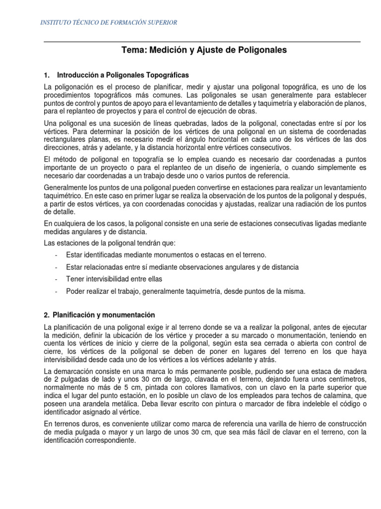 02-Poligonales y Ajuste de Poligonal Cerrada y Encuadrada | PDF ...