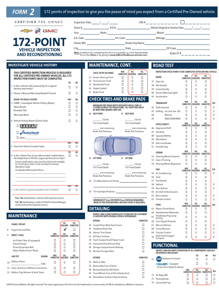 2020-cpo-quantum-172-inspection-check-list | PDF | Tire | Brake