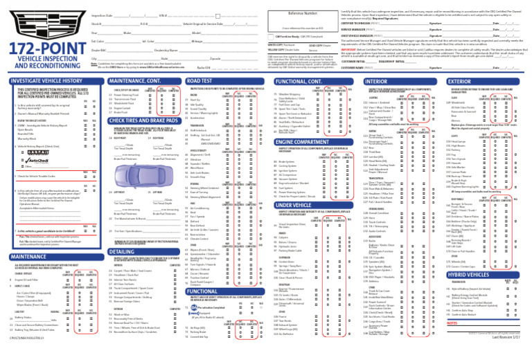Cadillac Inspection | Download Free PDF | Tire | Motor Vehicle