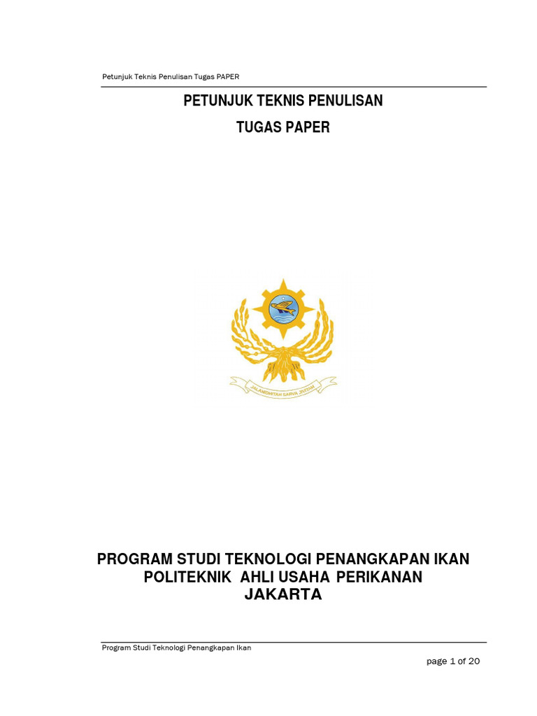 Panduan Tugas Paper Prodi TPI | PDF