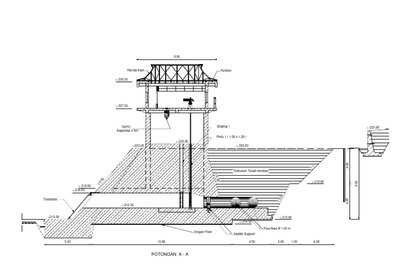 01.denah, Pemasangan Pipa Early Release - STA 0+160 - R4-Nnd-Model1 | PDF