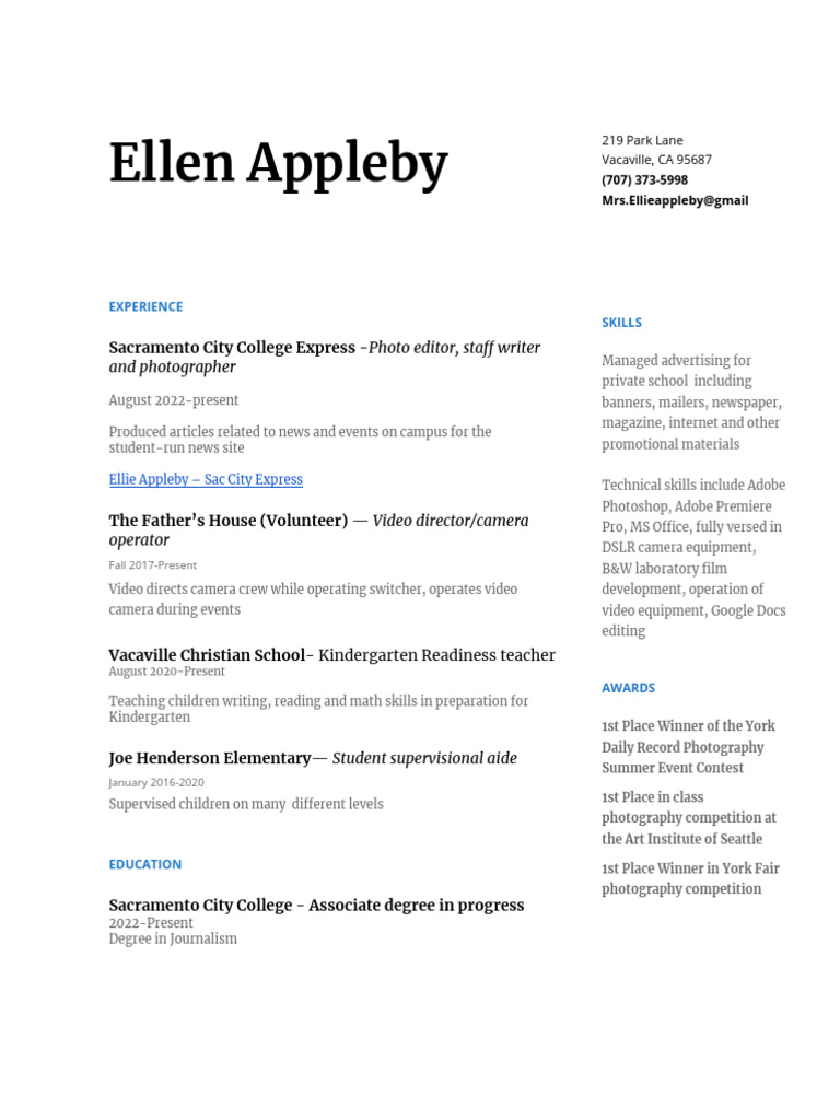 Ellen Appleby Resume 2024 2 | PDF