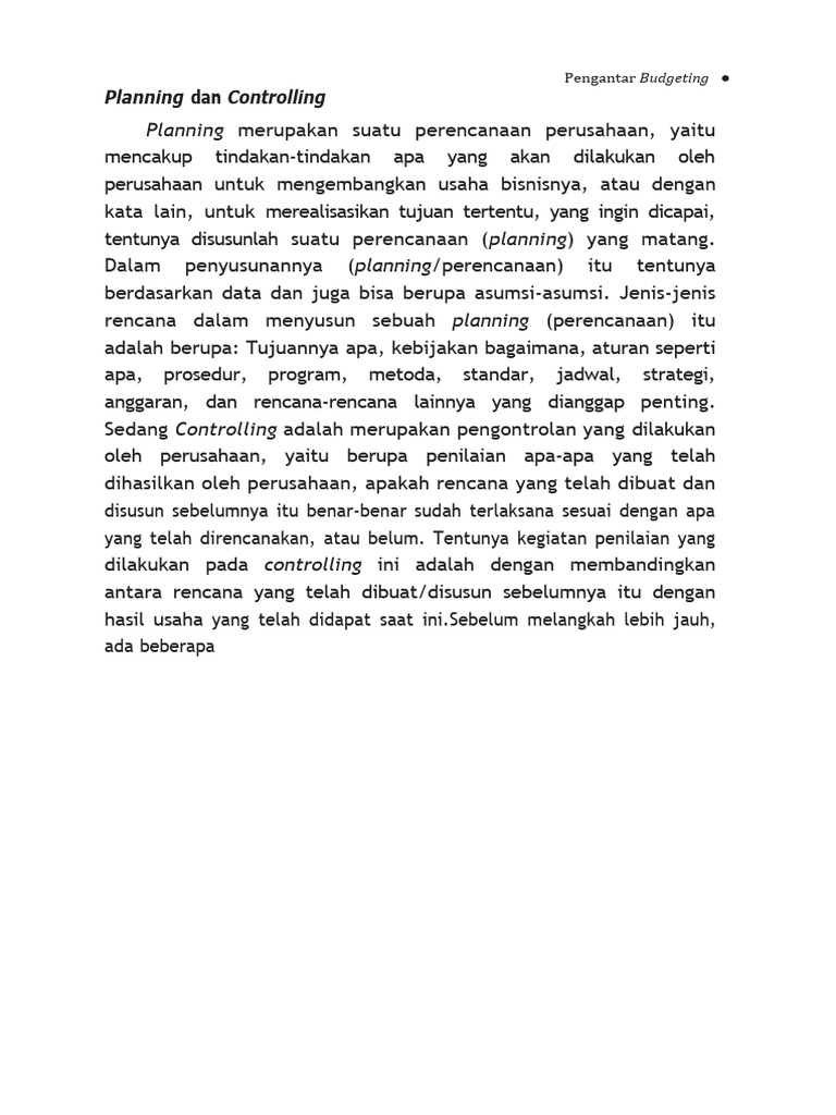 Planning Dan Controlling | PDF