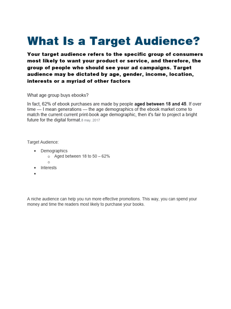 Target Audience | PDF | Social Science