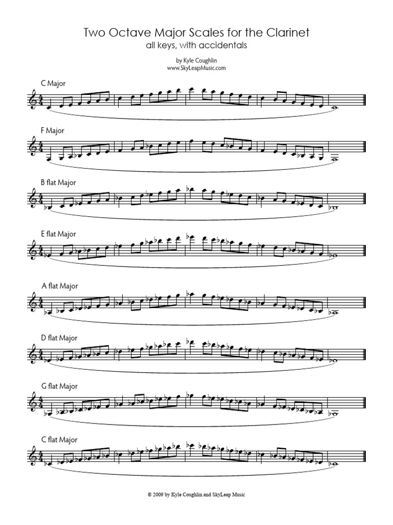 2 Oct Major Scls Clarinet Accidentals | PDF | Musical Compositions ...