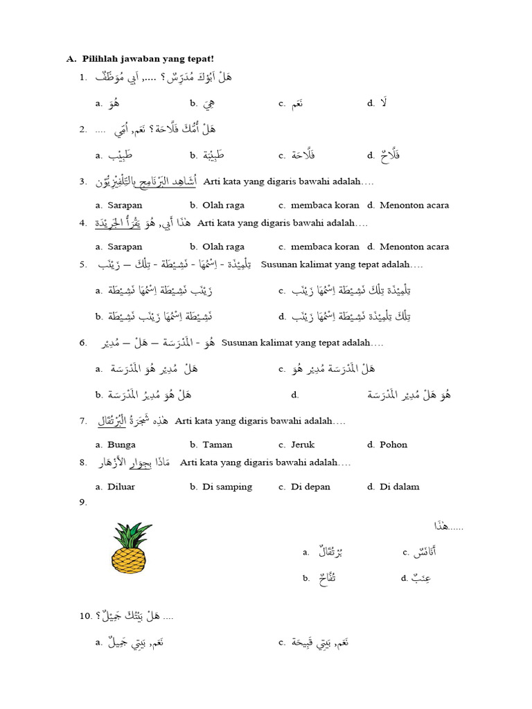 Soal B Arab Kls 2 MDTA | PDF