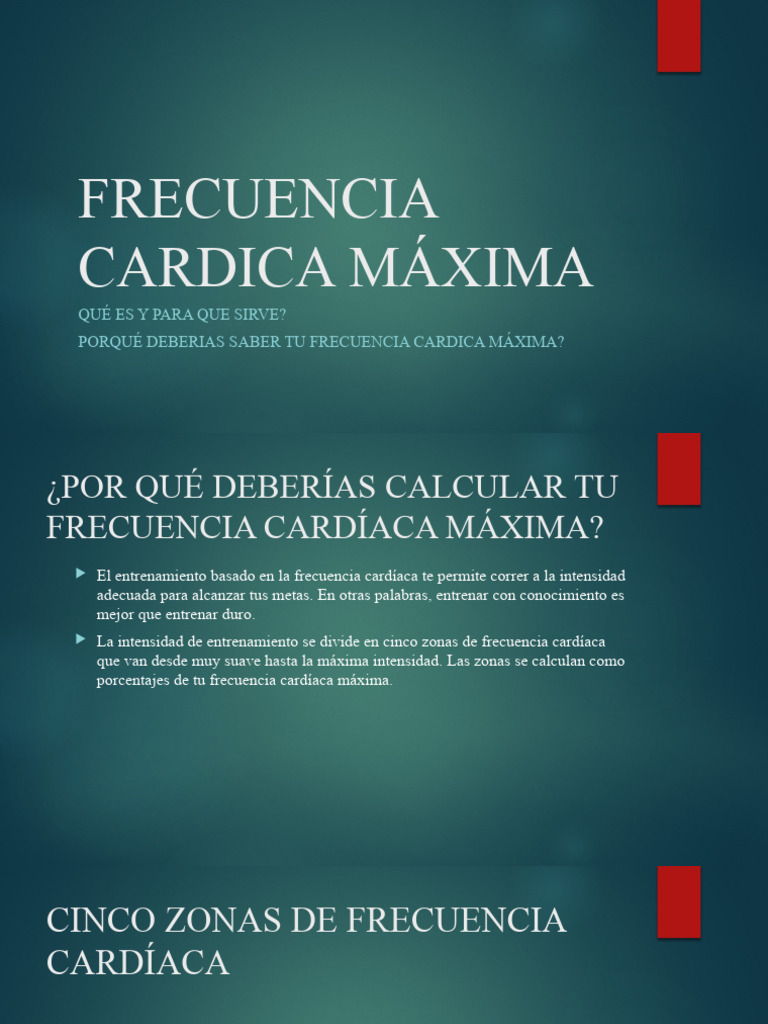 Frecuencia Cardica Mã Xima | PDF | Ritmo cardiaco | Frecuencia