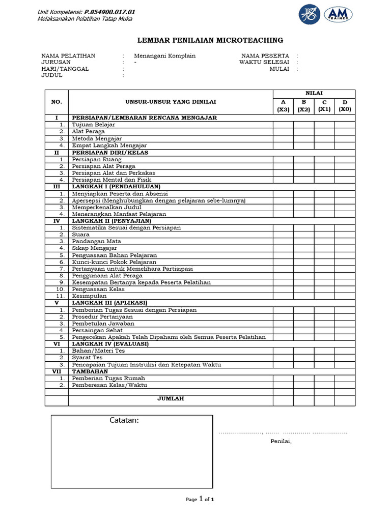 Lembar Penilaian Microteaching B | PDF