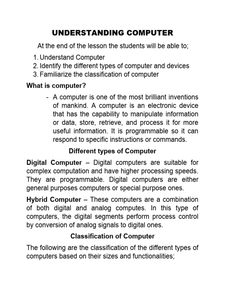 Understanding Computer | PDF | Laptop | Mainframe Computer
