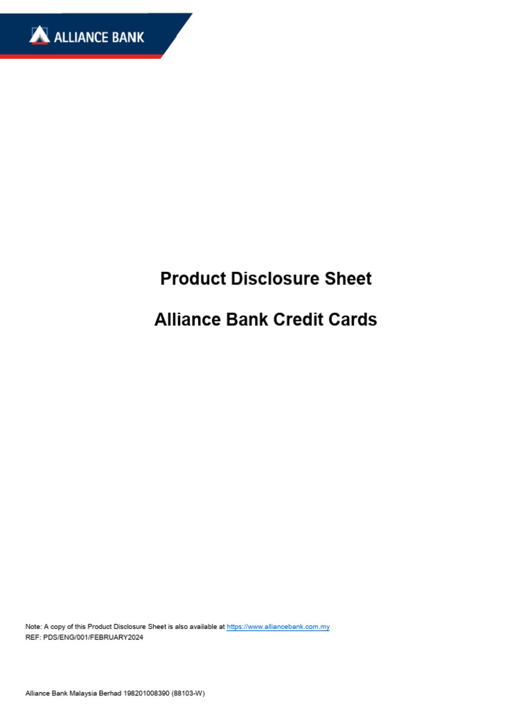 Credit Card Product Disclosure Sheet PDS EN | PDF | Credit Card | Visa Inc.