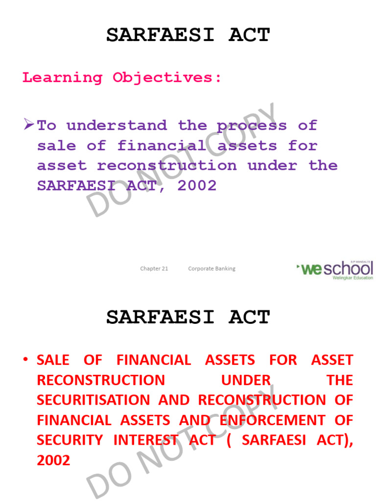 SARFAESI Act: Asset Reconstruction Guide | PDF | Book Value | Valuation ...
