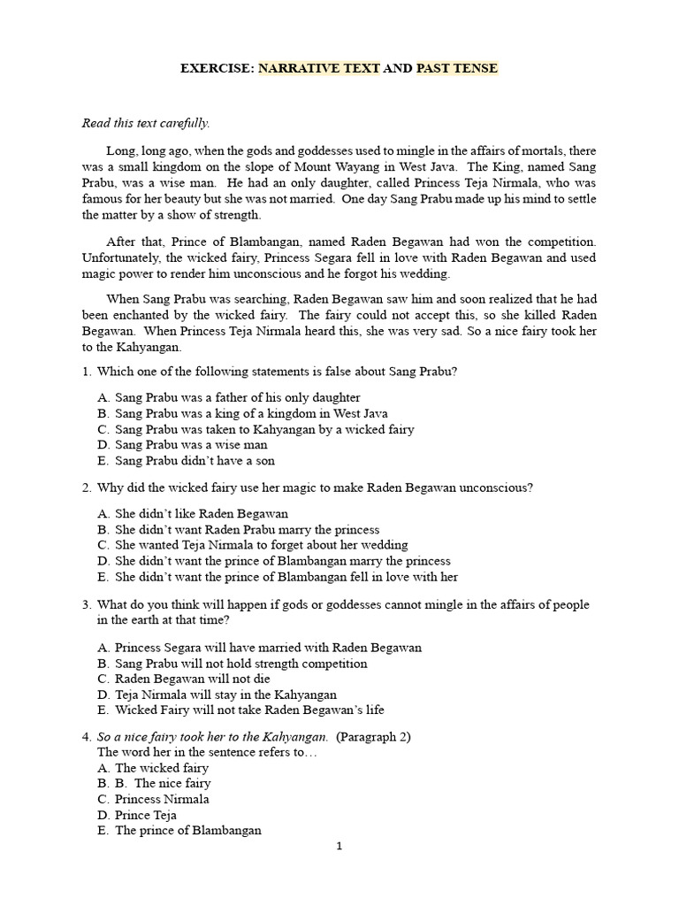 Narrative Text Exercises for Grade 10 | PDF | Bali