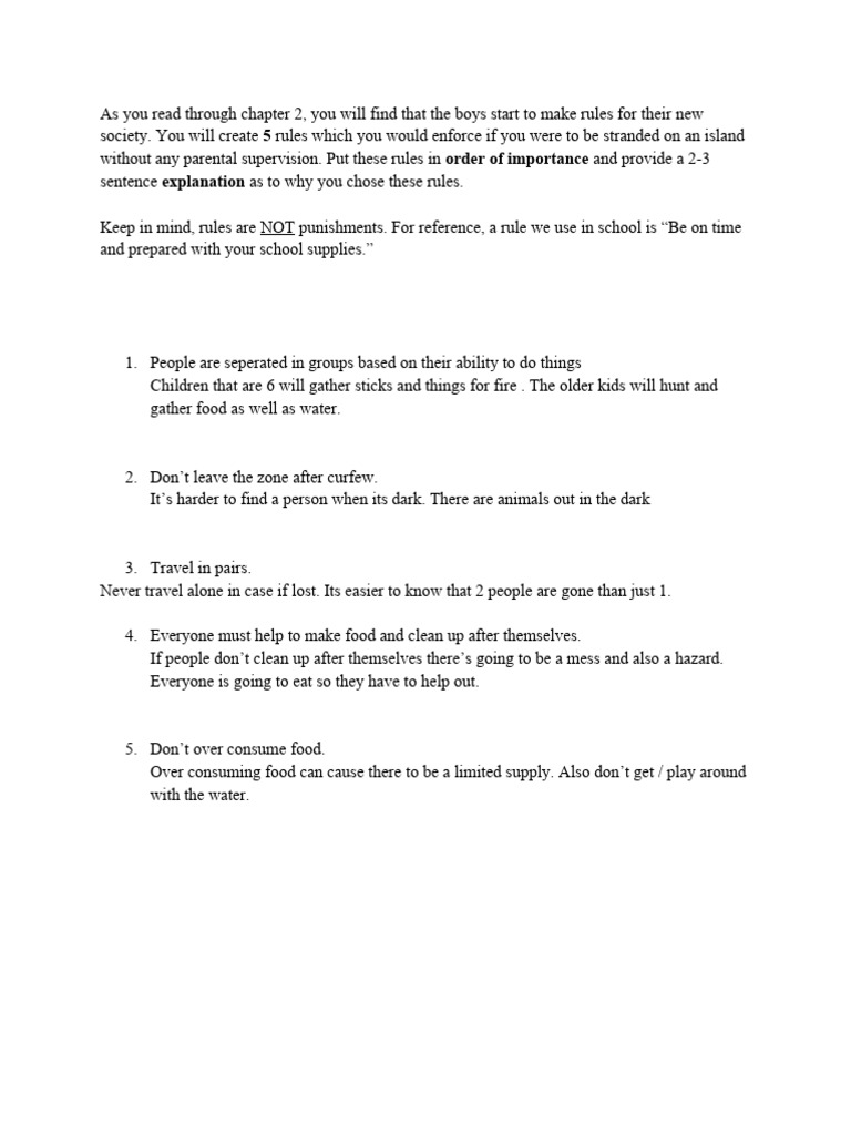 LOTF Rules (Ind) | PDF | Self-Improvement