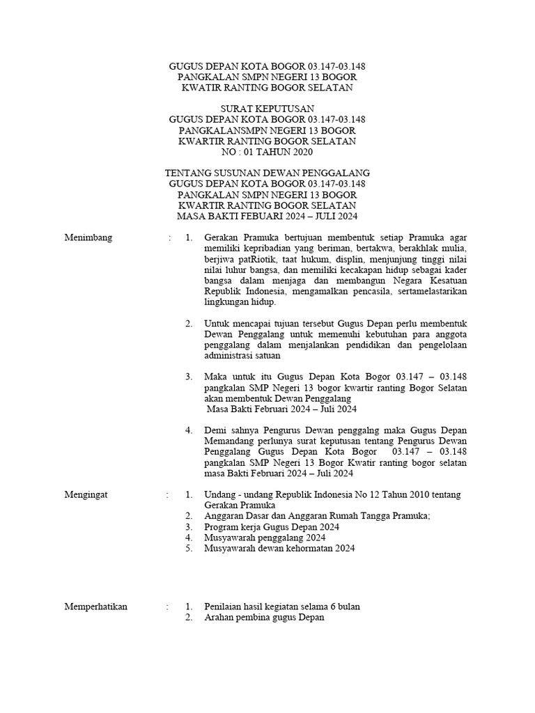 SK, Berita Acara, Teks MC Dewan Penggalang 2021 | PDF