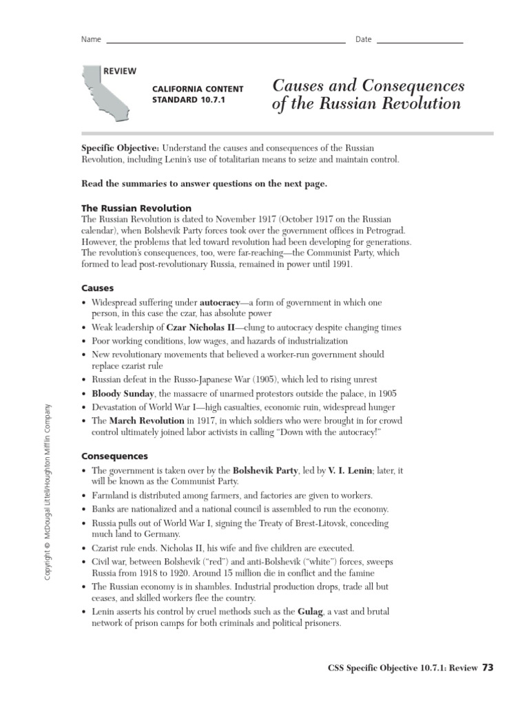 Causes and Consequences of The Russian Revolution | PDF | Russian ...