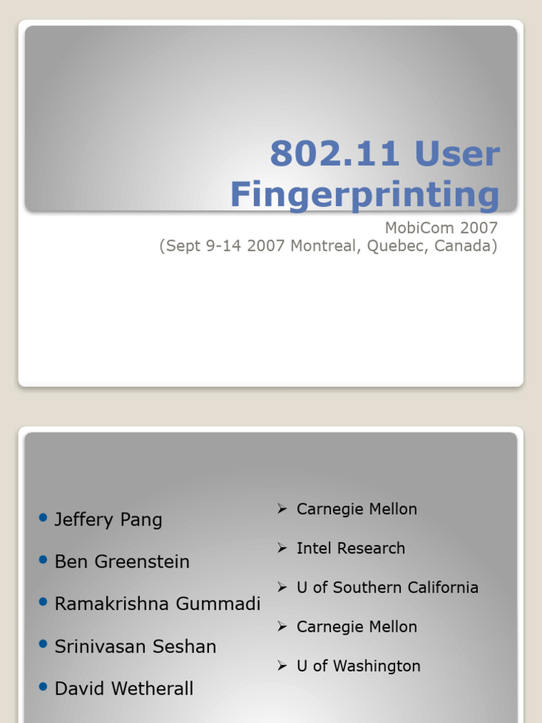 802.11 User Fingerprinting Study | PDF | Accuracy And Precision ...